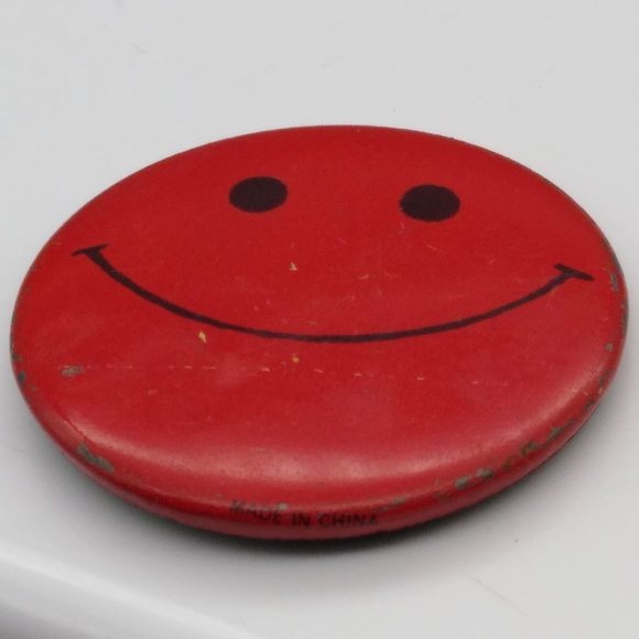 Jewelry | Vintage Smiley Face Pinback Collectible Red Metal Pin Marked ...